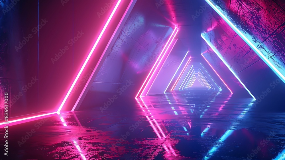 Neon light patterns with futuristic feels, featuring geometric shapes ...
