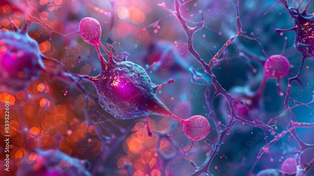 Microscopic view of beta cells in the pancreas connected to other cells ...