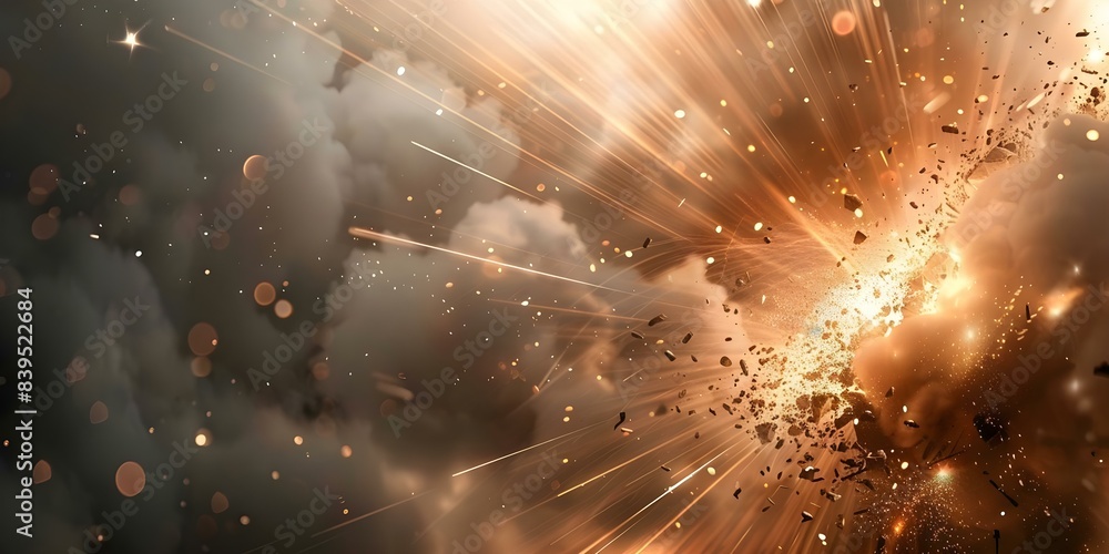 Cluster bomb detonation in modern warfare causes widespread destruction ...