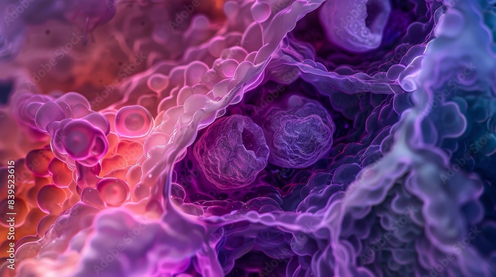 A crosssectional view of the placenta highlighting the densely packed ...