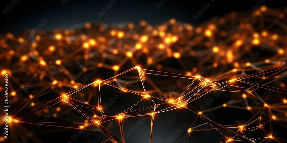 HD 4k digital wallpaper with orange plexus network nodes on black ...