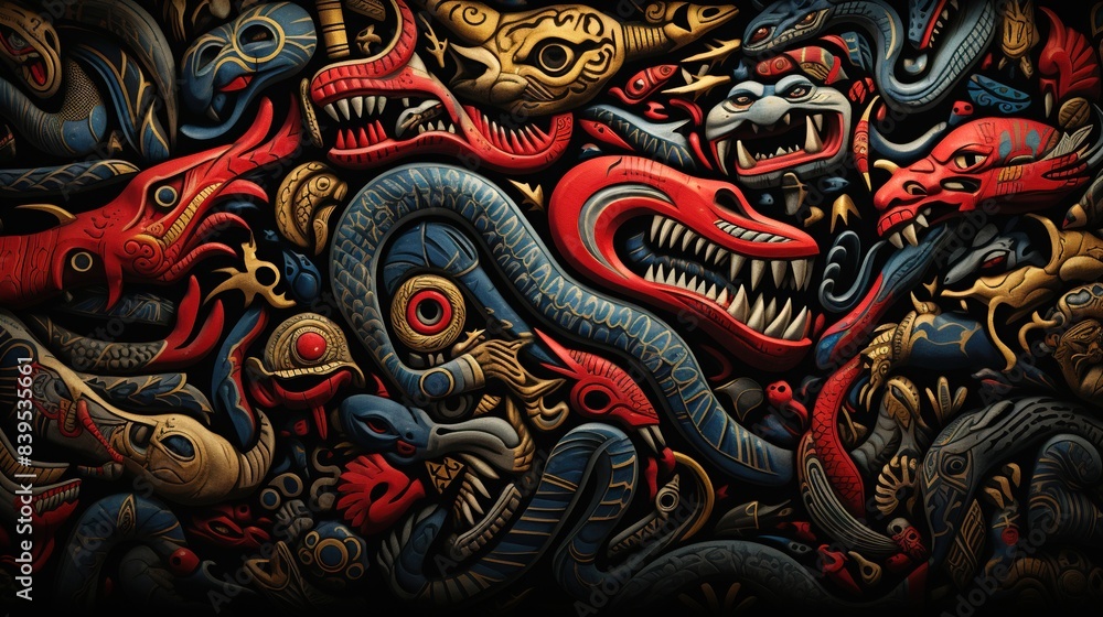 A detailed pattern of Indian naga snakes with decorative elements Stock ...