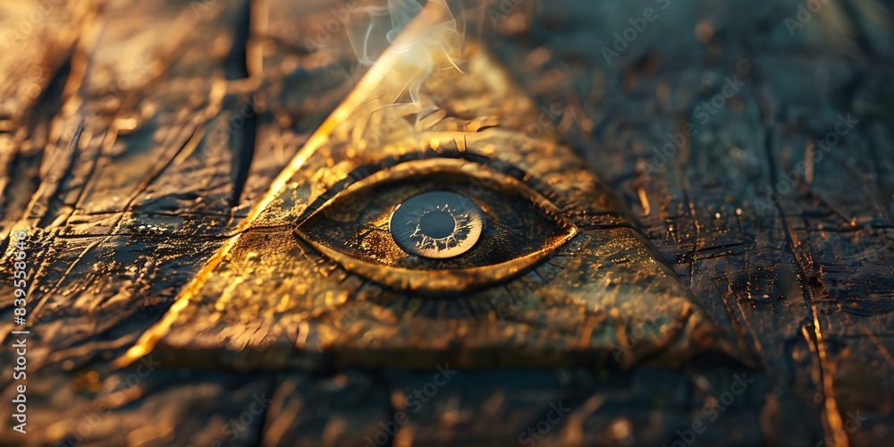 Symbol of Illuminati Freemasonry with eye in triangle and square sacred geometry. Concept Sacred ...
