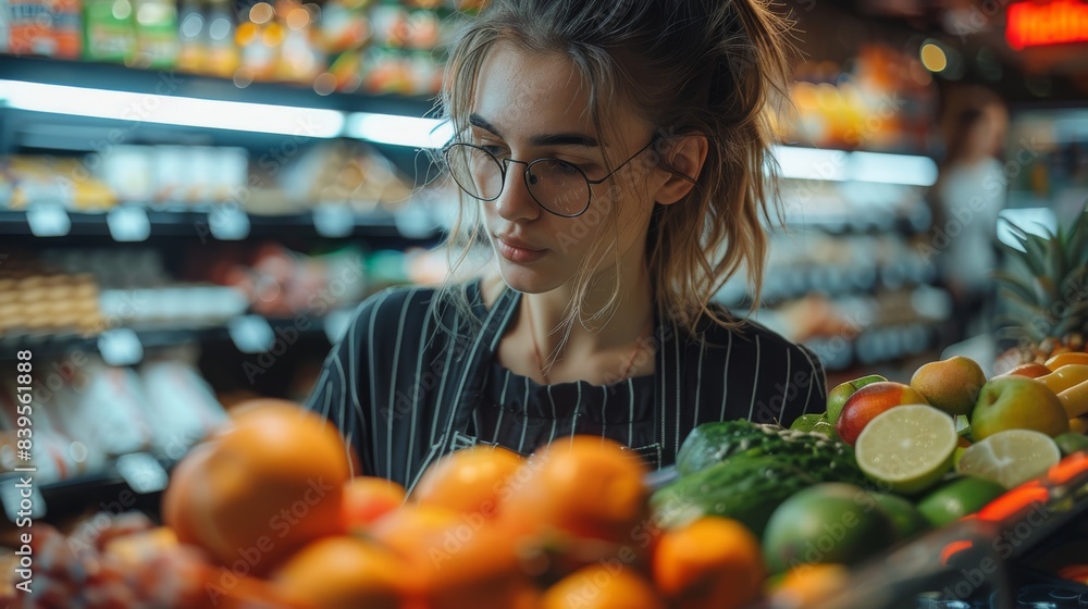 Nutritionist Analyzing Food Labels in Grocery Store - Double Exposure ...