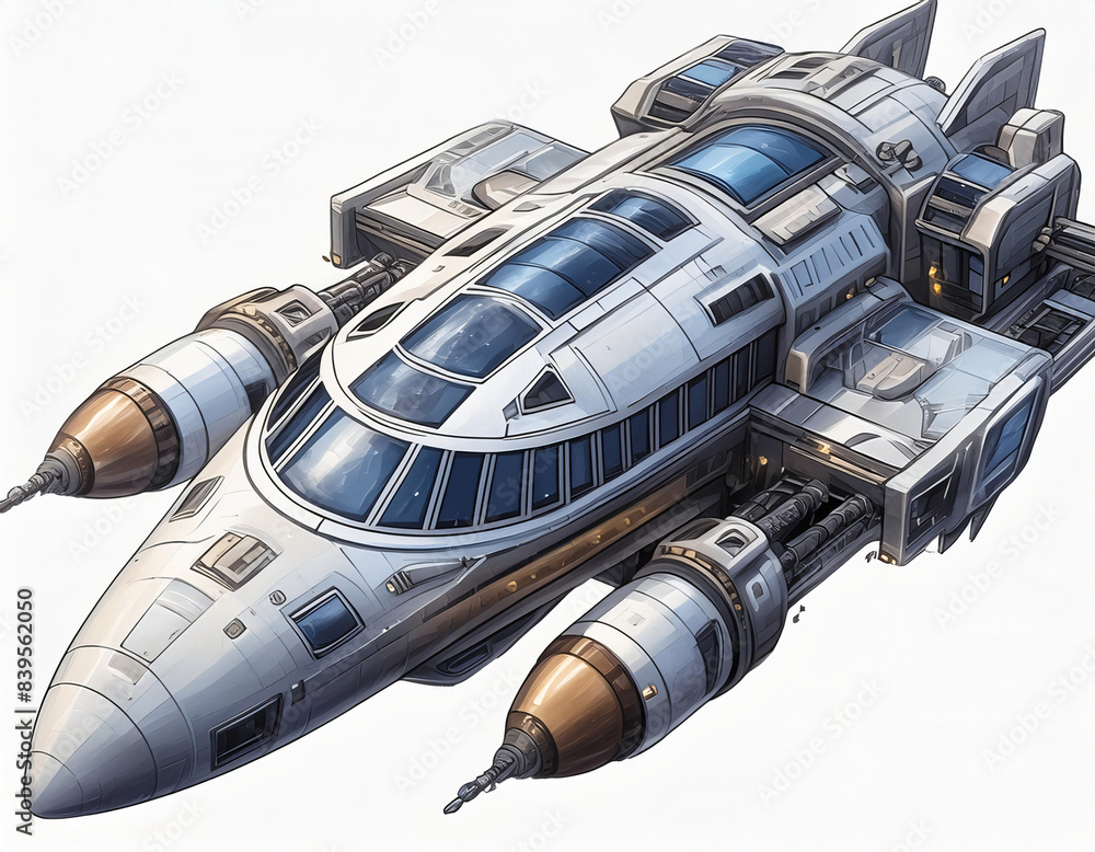An illustration of a spaceship isolated on a white background Stock ...