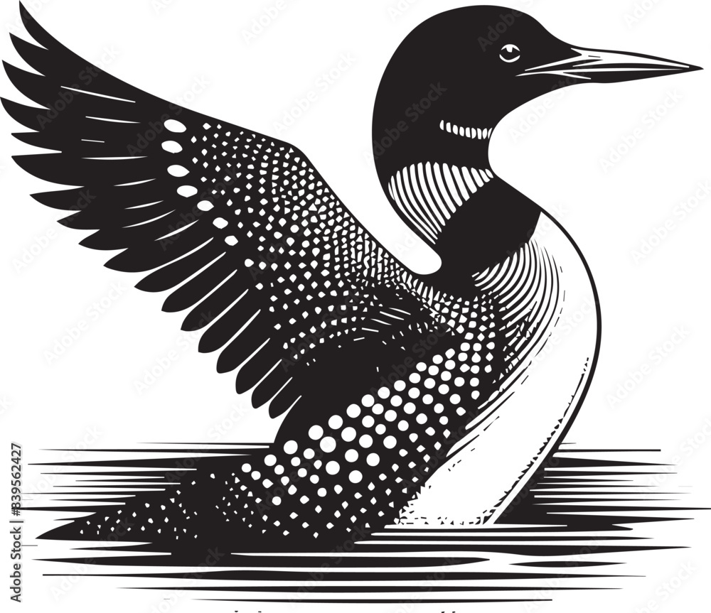 loon silhouette vector illustration, Loon silhouette vector art ...