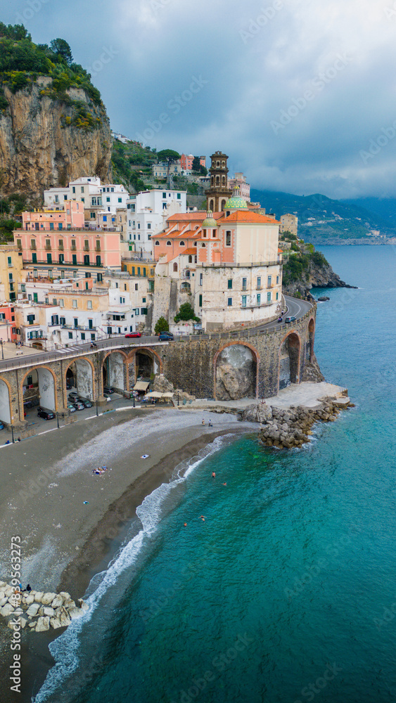 Church on the cliff side road in Atrani, Amalfi Coast Stock Photo ...