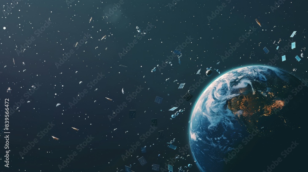 Planet Earth amidst space junk and satellite debris in orbit ...