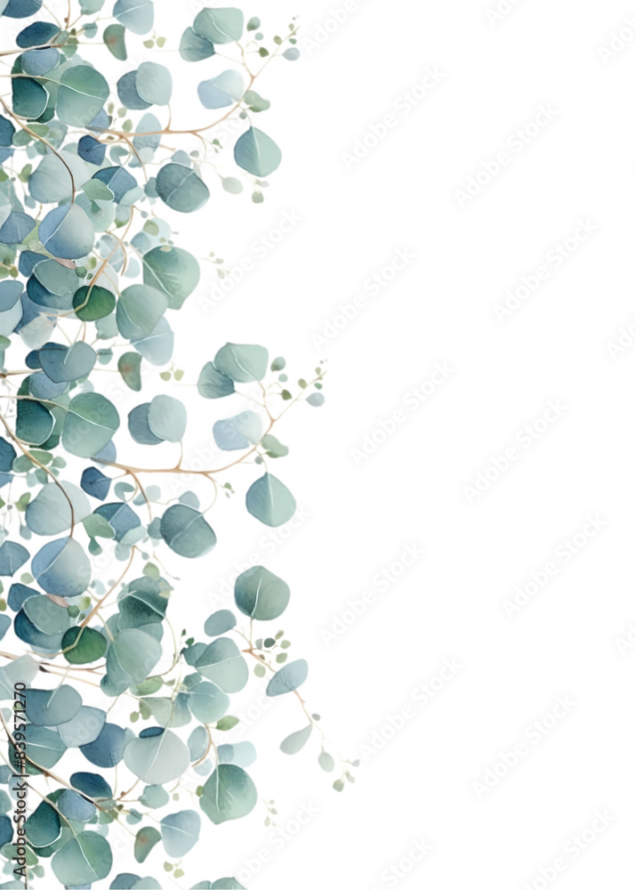 Watercolor Eucalyptus Drop Borders, Beautiful Eucalyptus Borders ...