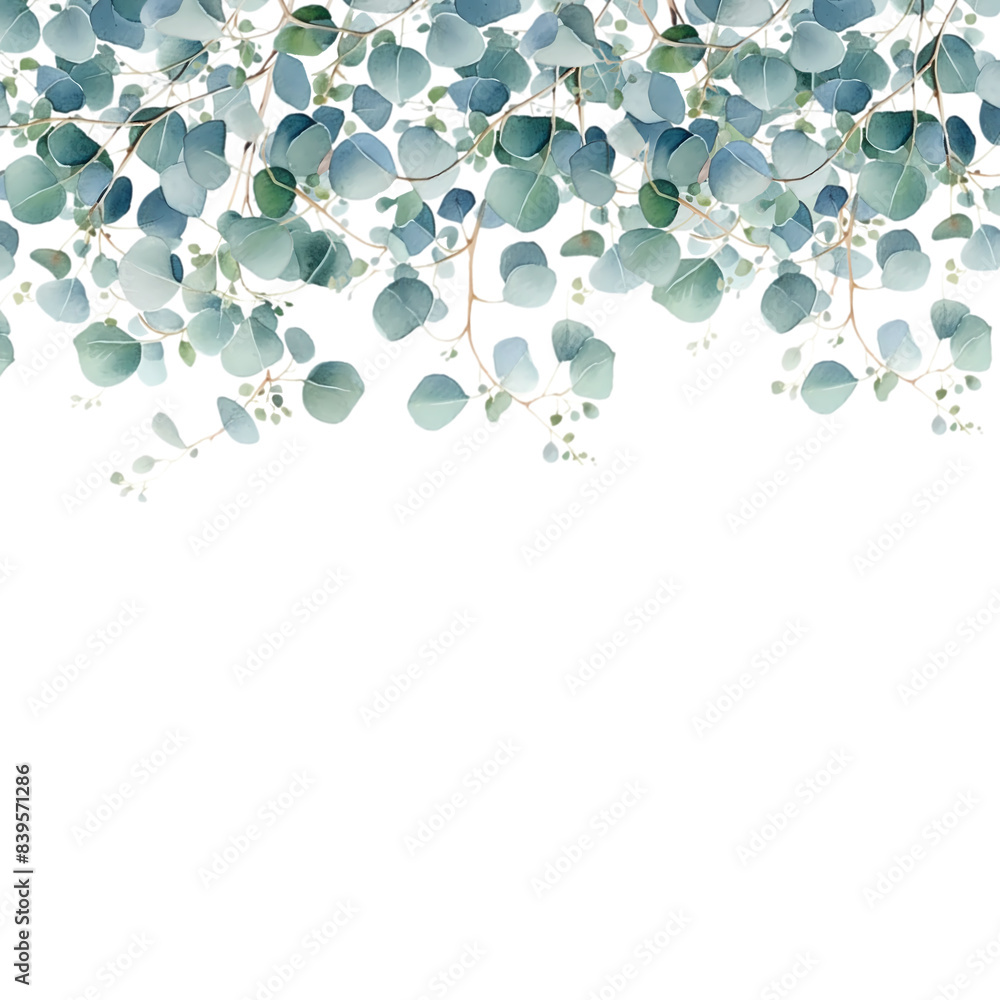 Watercolor Eucalyptus Drop Borders, Beautiful Eucalyptus Borders ...