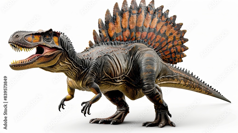 formidable Spinosaurus isolated on a white background, highlighting its ...