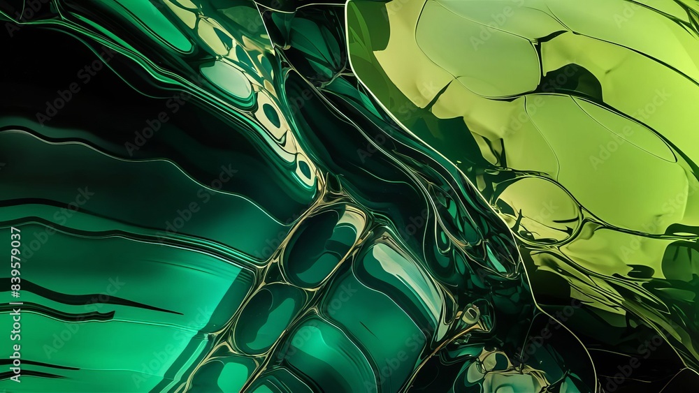 Abstract green glass background, fluid dynamics and smooth gradient ...