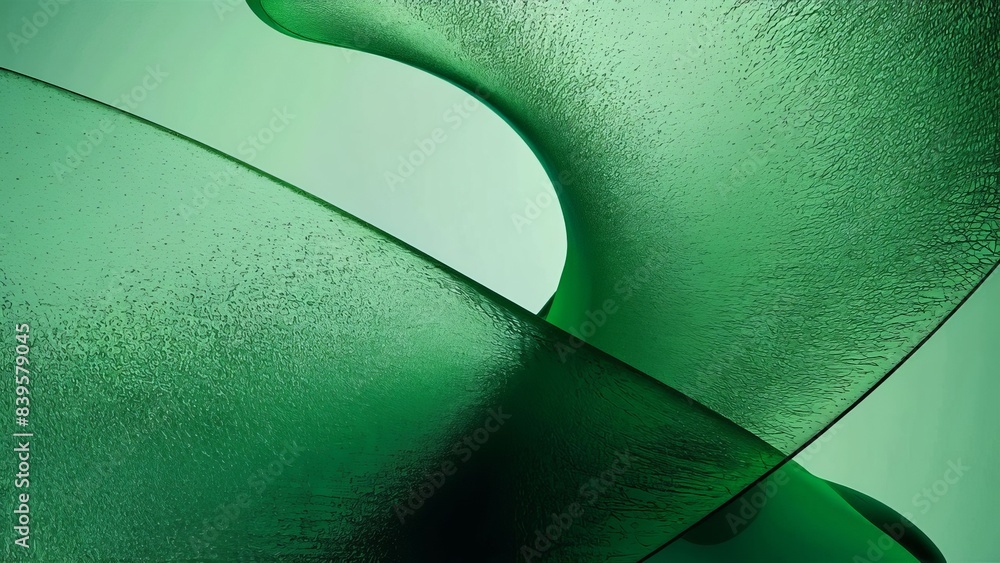 Abstract green glass background, fluid dynamics and smooth gradient ...