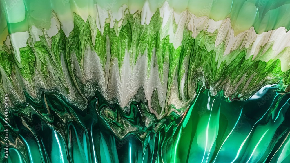 Abstract green glass background, fluid dynamics and smooth gradient ...
