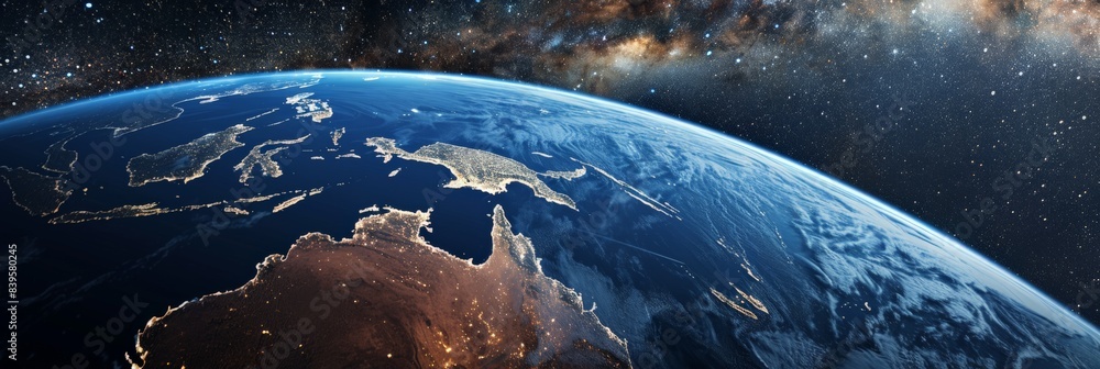 High-resolution view of Earth from space with detailed landmasses and ...