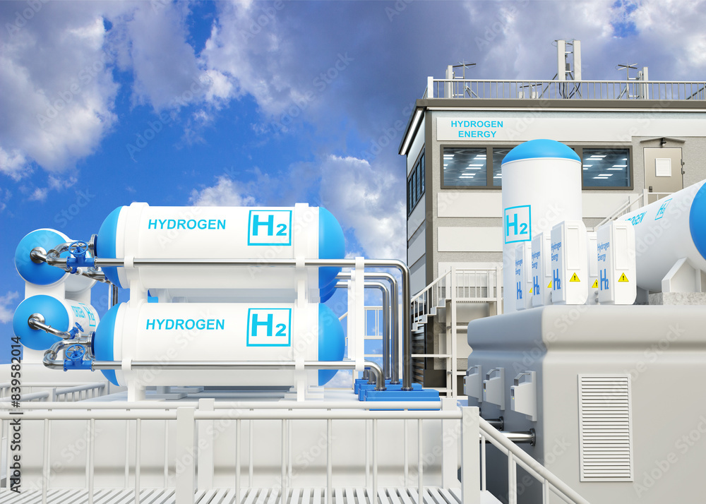 Hydrogen energy. Hydrogen gas storage tanks for clean electricity ...