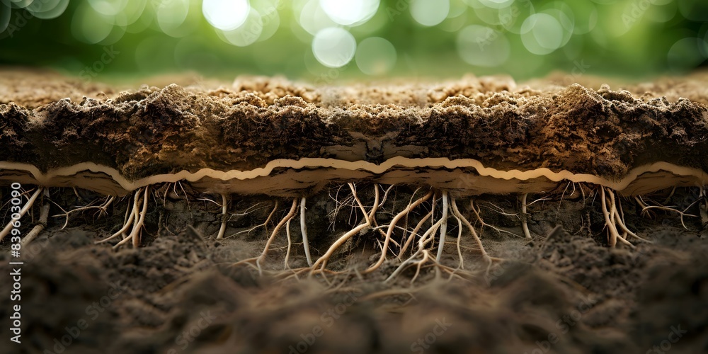 Layers of soil showcasing the close-up cross-section of underground ...