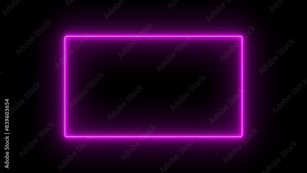 Abstract Neon Rectangular frame icon and seamless loop animation ...