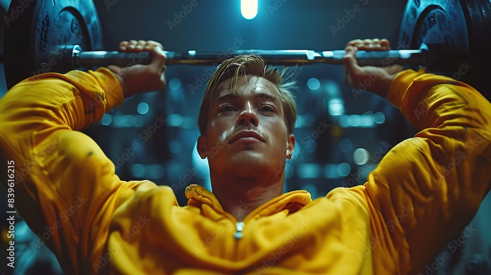 guy bench pressing heavy weights striving to break his personal records ...