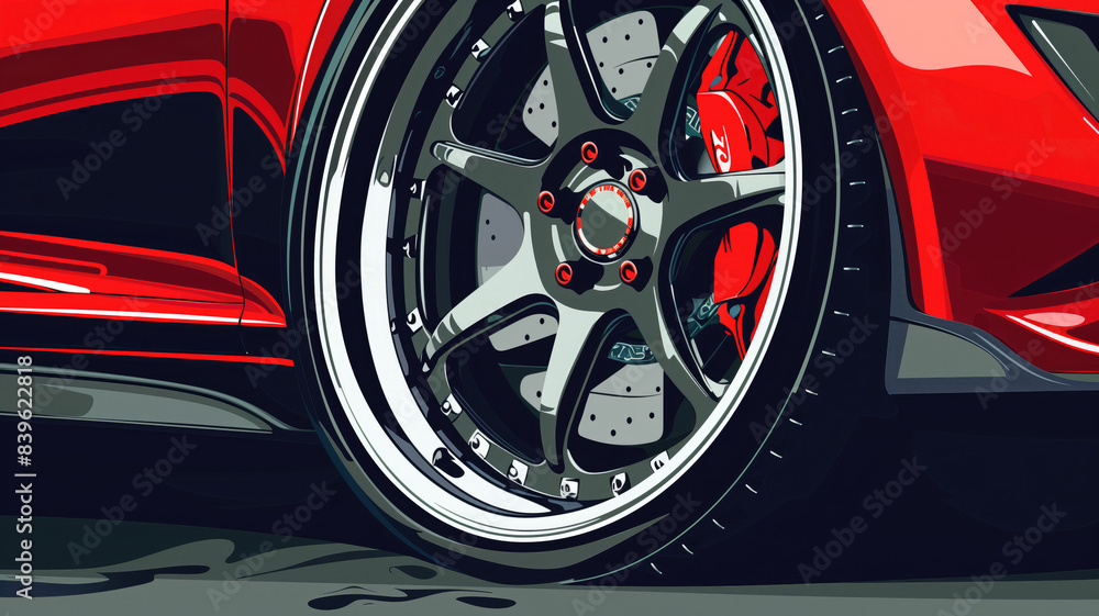 aluminum rim of sport car wheel. Detail background. High quality ai ...