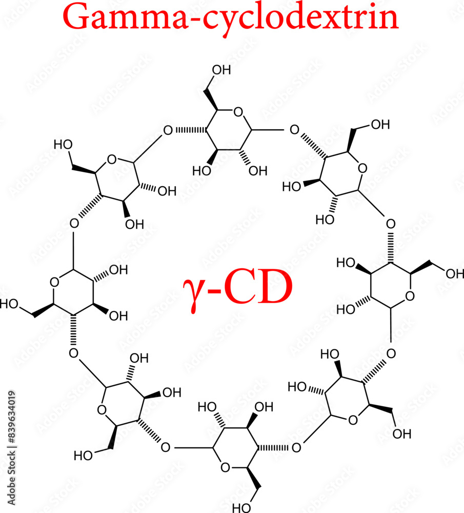 Chemical structure of the gamma-cyclodextrin .Vector illustration Stock ...