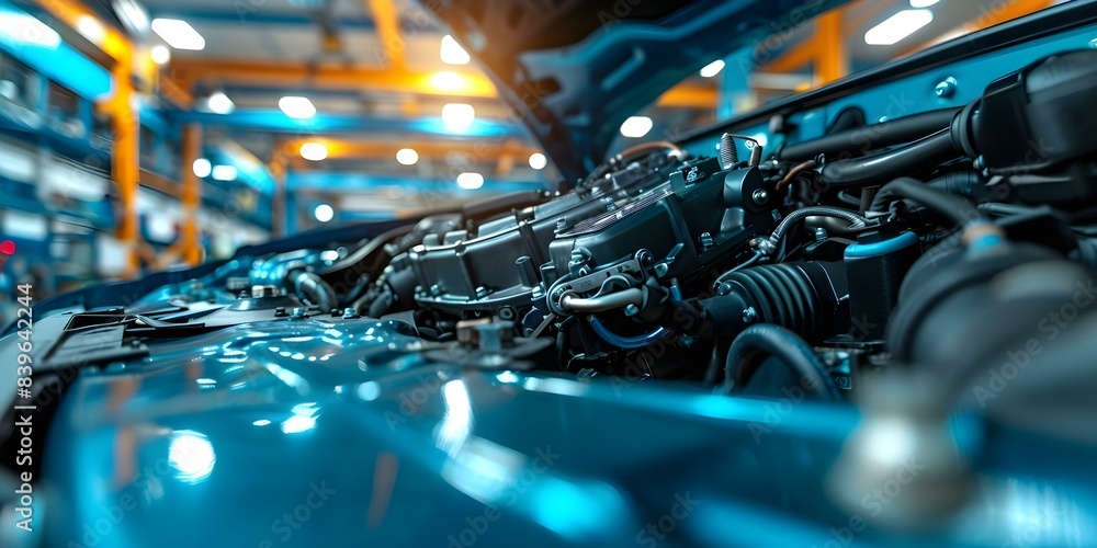 Exploring the Components of a Car Engine with the Hood Open. Concept ...