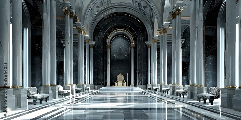 3D Render of an Opulent Royal Throne Hall with VIP Seating. Concept ...