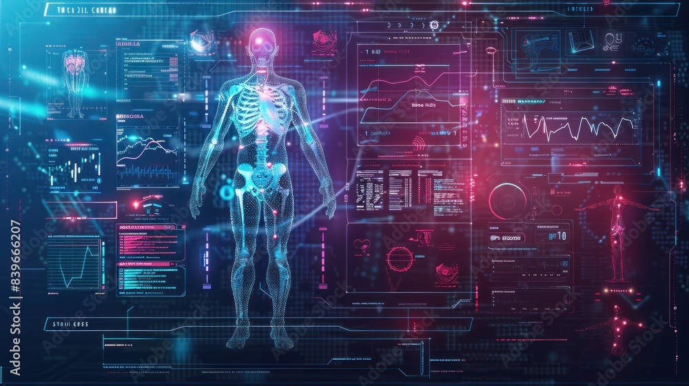health future design on hi tech background. hud interface elements of ...