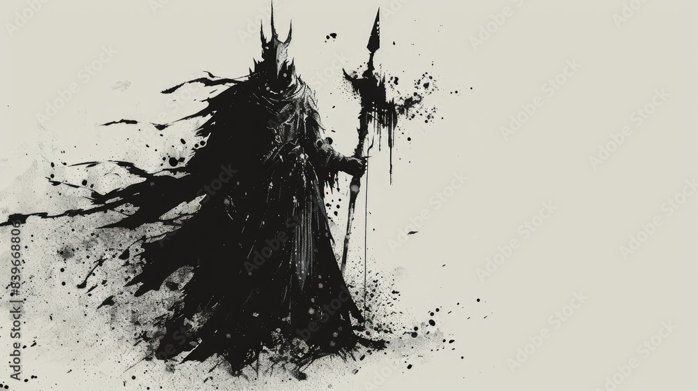 logo design of a dark knight raising a spiked flail in the air ...