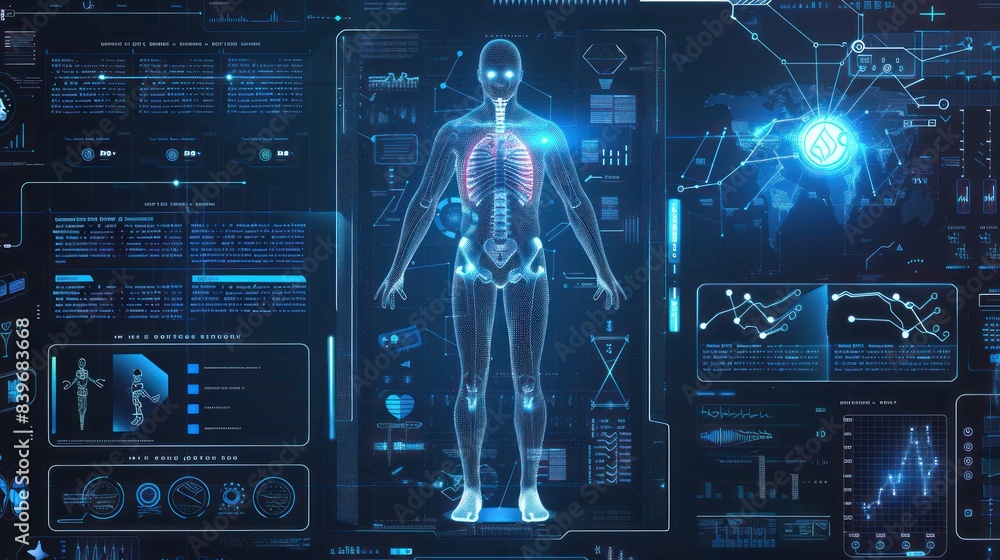 health future design on hi tech background. hud interface elements of ...