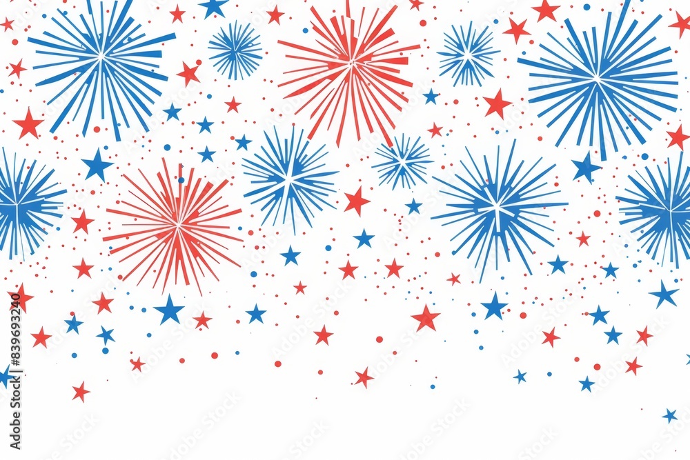 red, white and blue firework clipart on an allwhite background The ...
