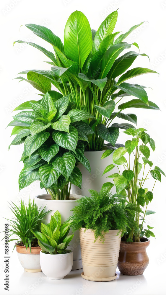 Tall and small green houseplants grouped - Tall and small green ...