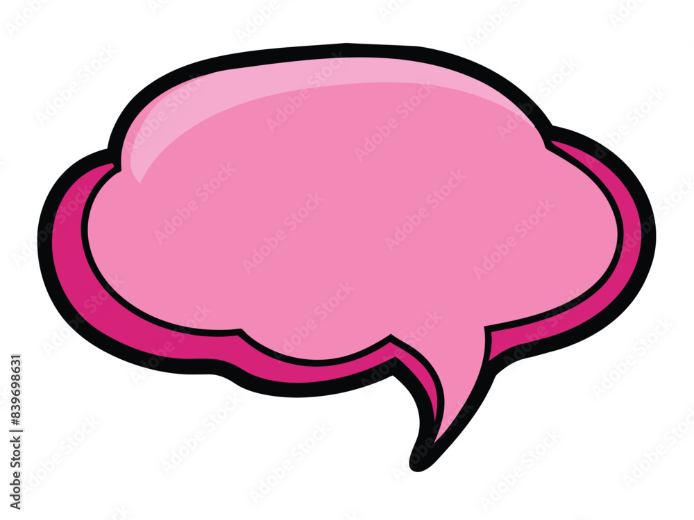 Pink Speech Bubble Vector Illustration with Black Outline Stock Vector ...