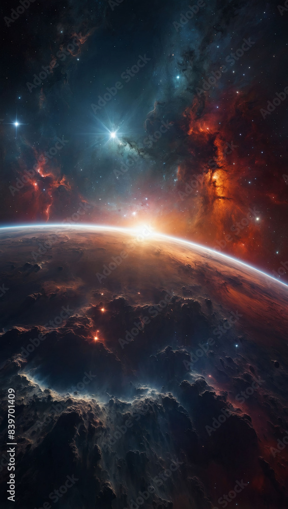 Space background with stars and nebulae in HDRI panoramic format. Stock ...