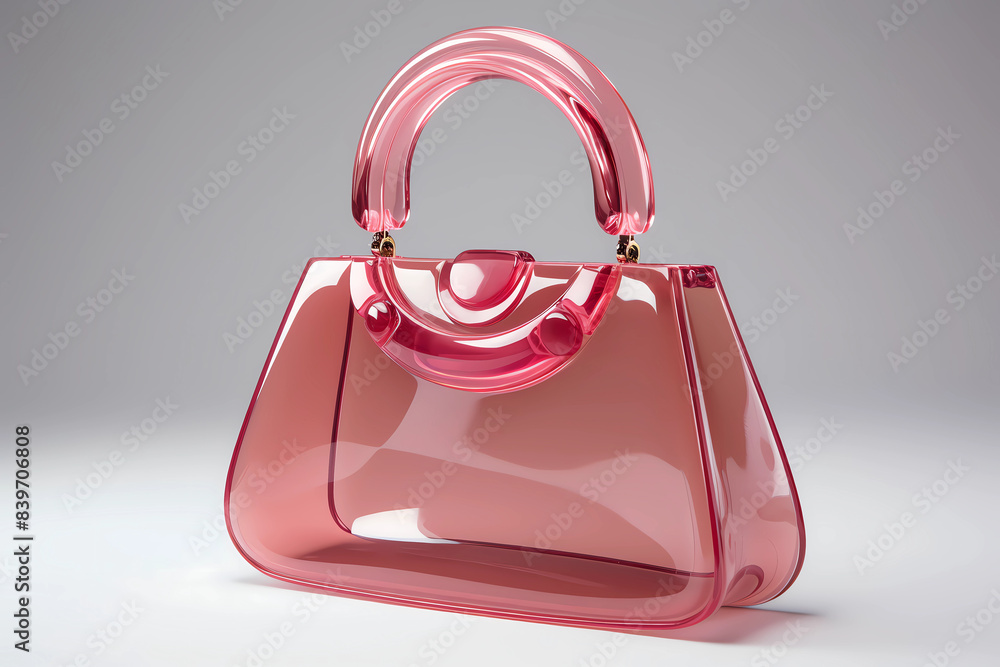 pink handbag in a see through transparent pink gel like plastic ...