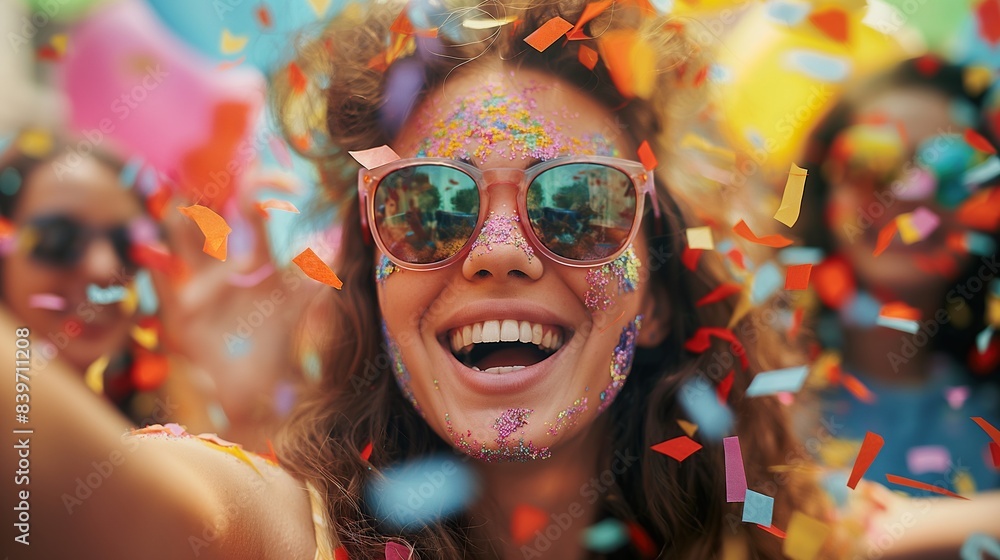 Happy team member in a colorful office with a rainbow flag ...