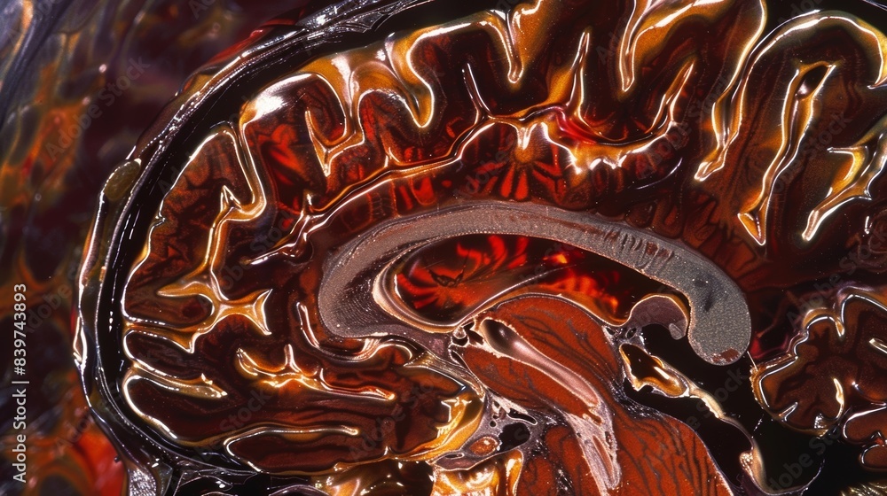 An MRI scan highlighting the areas of the brain affected by vascular ...