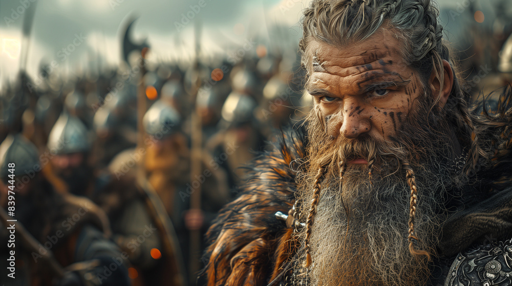 heavily armored dwarven warriors marching forth, intense battle scene ...