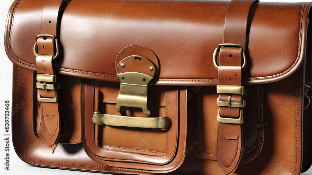 Vintage Elegance: Classic Brown Leather Satchel with Antique Brass ...