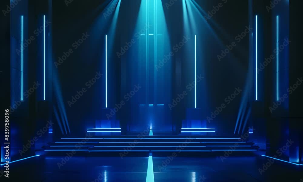 Luxury podium background with blue light and geometric shapes vector ...