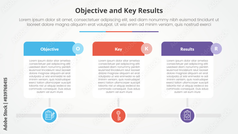 OKR objectives and key results framework infographic concept for slide ...
