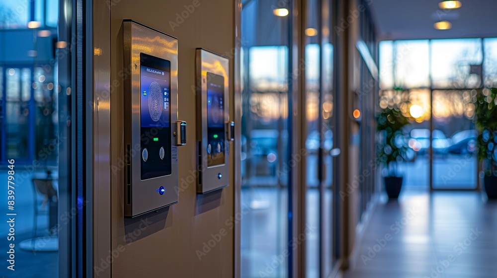 High-tech security panels with fingerprint and retinal scanners ...