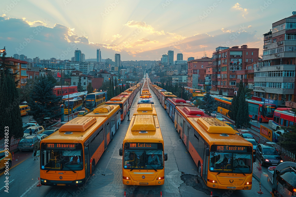 Passenger buses parked at Ankara intercity bus terminal generative ai ...