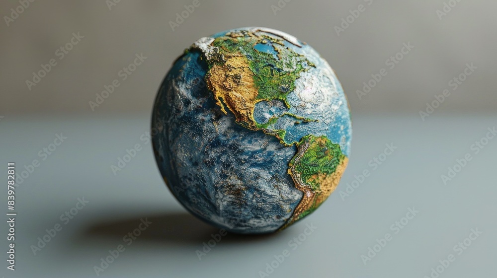 3D anime-style view of Earth's climate zones changing, smooth white ...