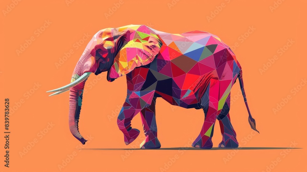 Elephant matriarch flat design side view leadership cartoon drawing ...