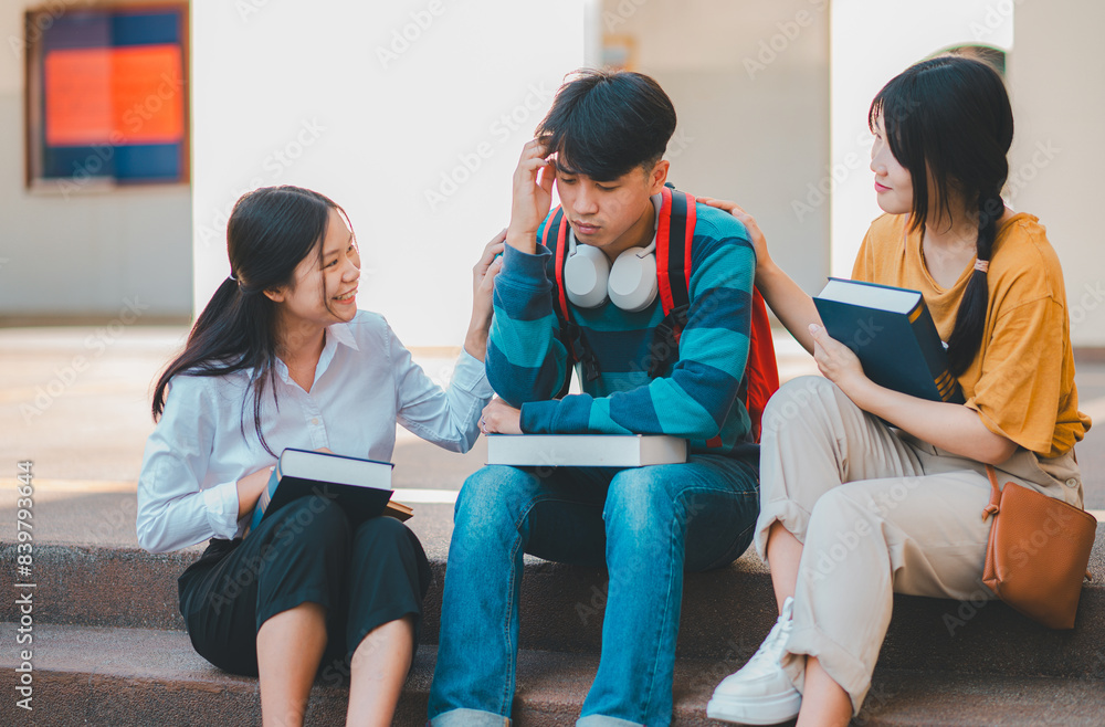 Fellow students are consoling friends who are disappointed in grades ...