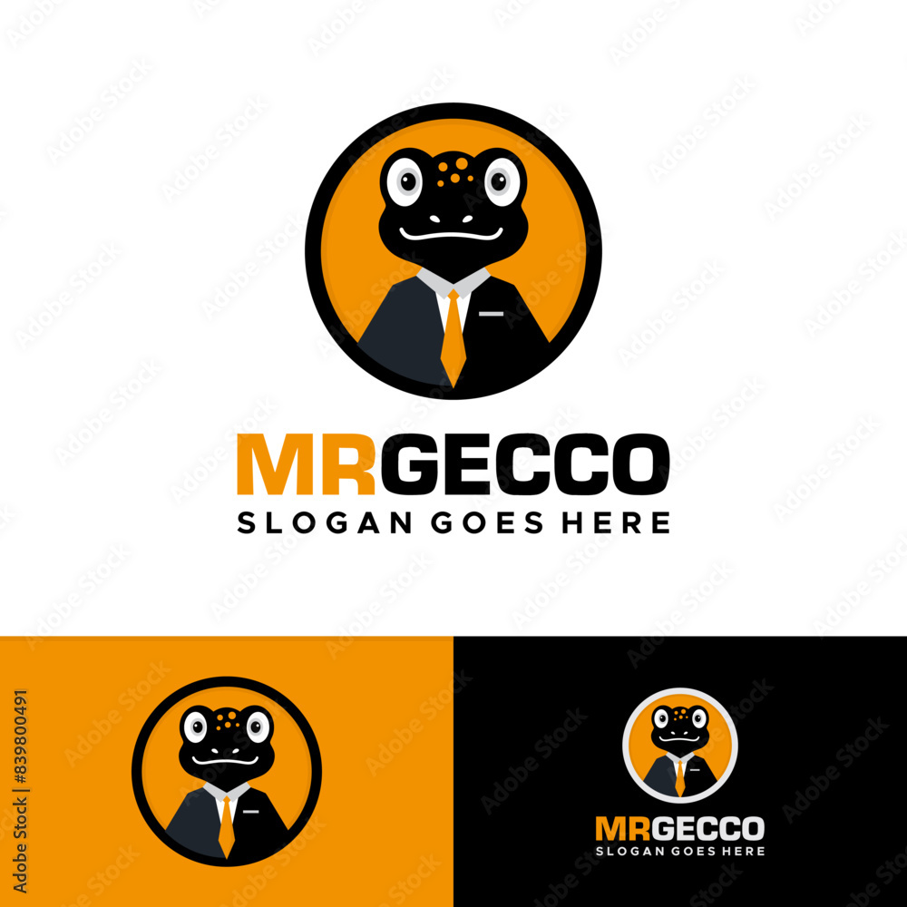 cartoon gecco logo wearing a suit Stock Vector | Adobe Stock