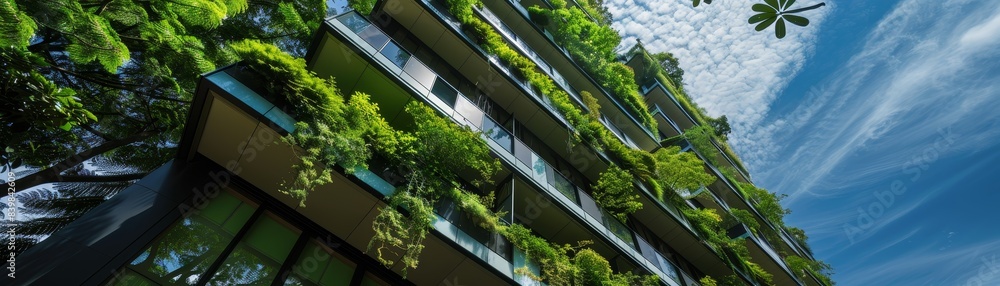 Sustainable green building. Eco-friendly building. Sustainable glass ...