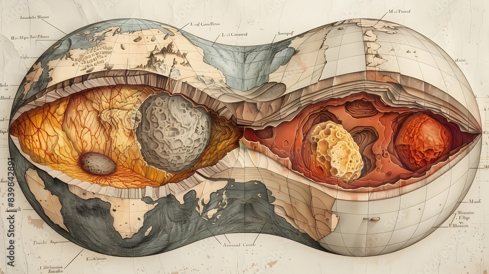 Meticulously Rendered Cutaway Diagram of Earth s Interior Layers and ...