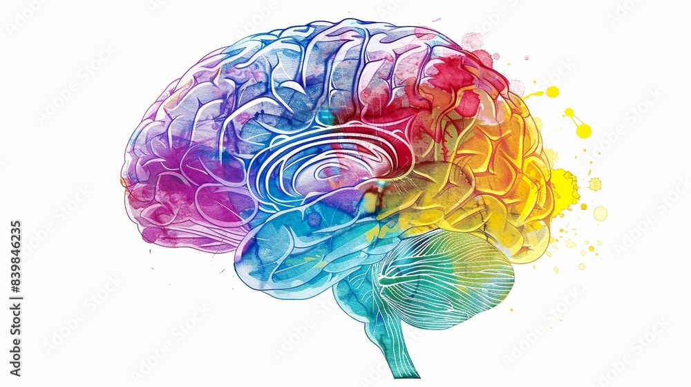 A diagram of the human brain, highlighting different regions and their ...